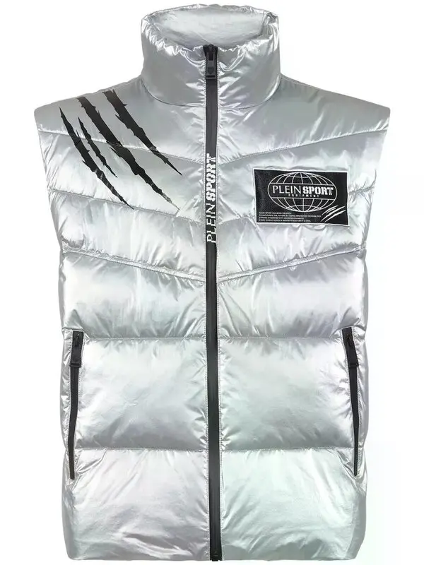 PLEIN SPORT Printed Padded Vest - Silver
