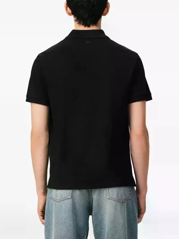 AMI Paris De Coeur Piqué Polo Shirt - Black