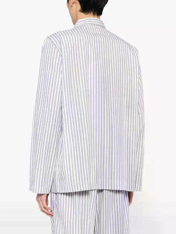 TEKLA Striped Cotton Pyjama Shirt - White