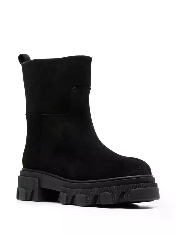 GIABORGHINI Lug-sole Suede Ankle Boots - Black