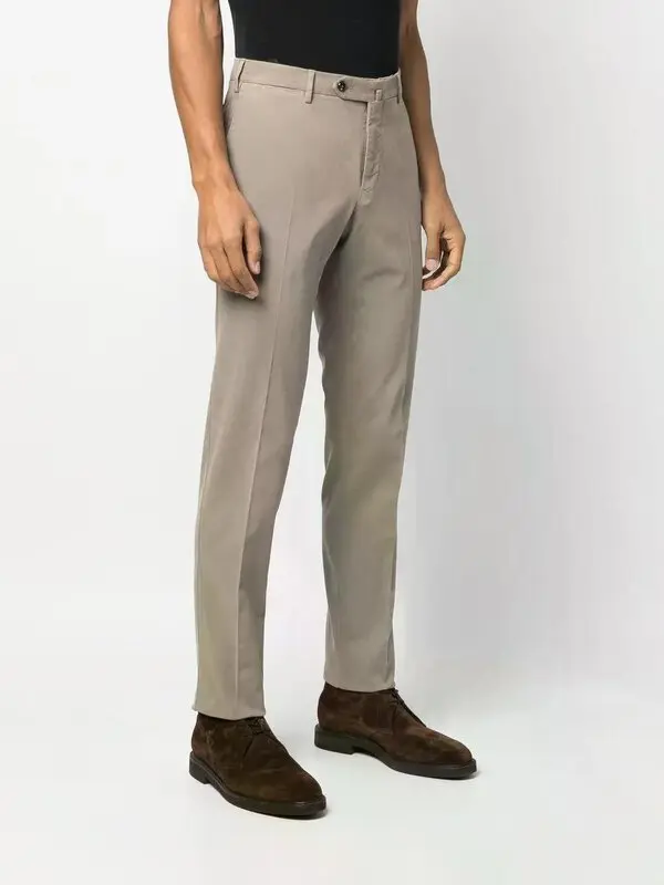 PT TORINO Mid-rise Slim-cut Chinos - Neutrals