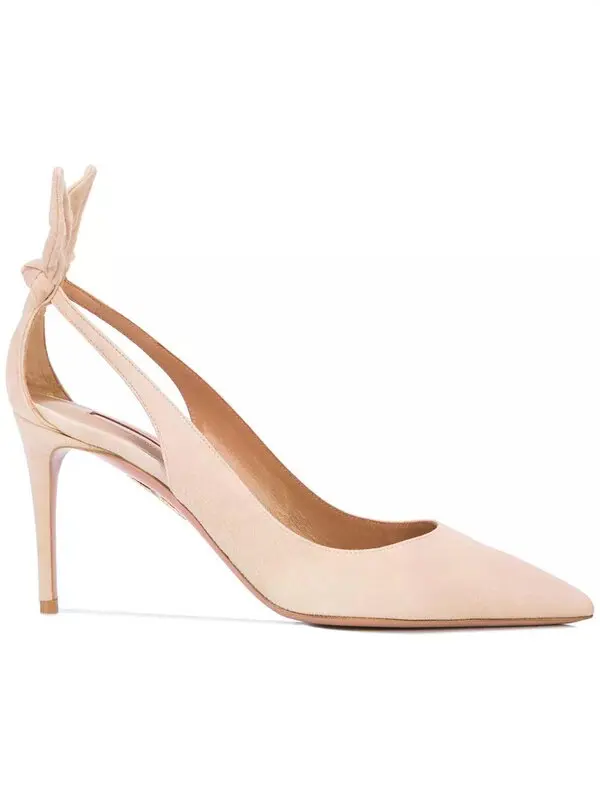 AQUAZZURA 85mm Bow Tie Pumps - Neutrals