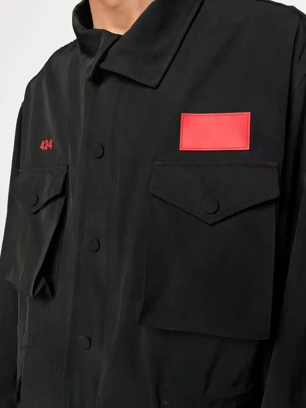 424 Asymmetric Logo-patch Shirt Jacket