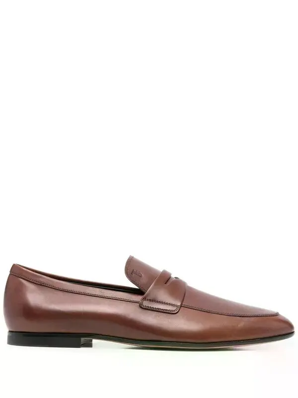 TOD'S Penny-strap Leather Loafers - Brown