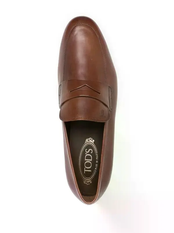 TOD'S Penny-strap Leather Loafers - Brown
