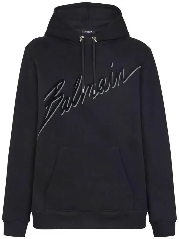 Balmain Flocked-logo Hoodie