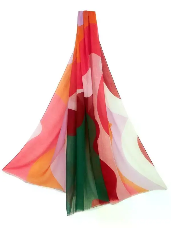 Etro Wave-print Cashmere Scarf - Red