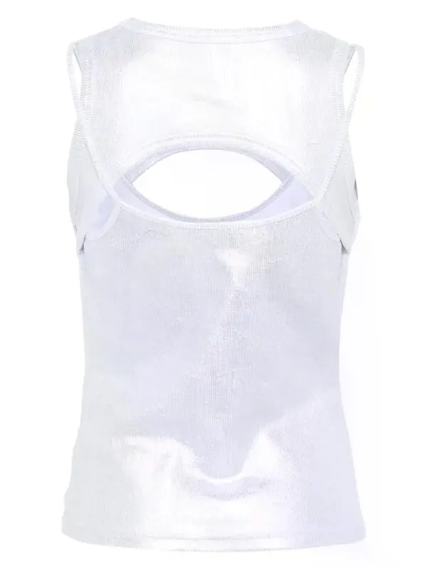 Off-White Coated Ribbed Tank Top - Silver