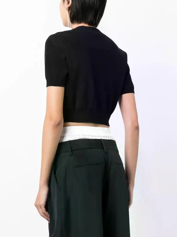 Alexander Wang Logo-embossed Cropped Knitted Top