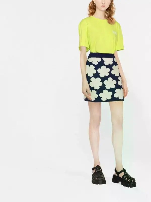 Kenzo Floral Intarsia-knit Mini Skirt - Blue