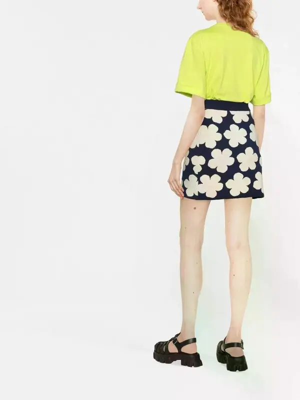 Kenzo Floral Intarsia-knit Mini Skirt - Blue