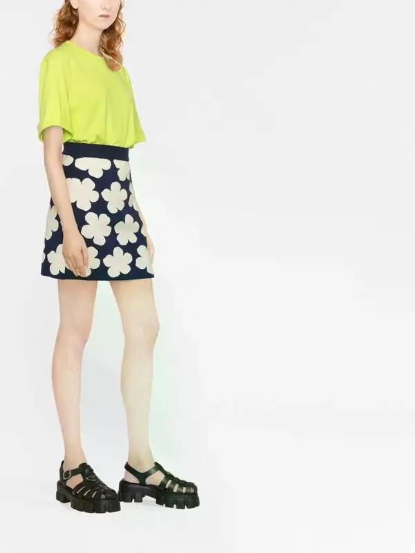 Kenzo Floral Intarsia-knit Mini Skirt - Blue