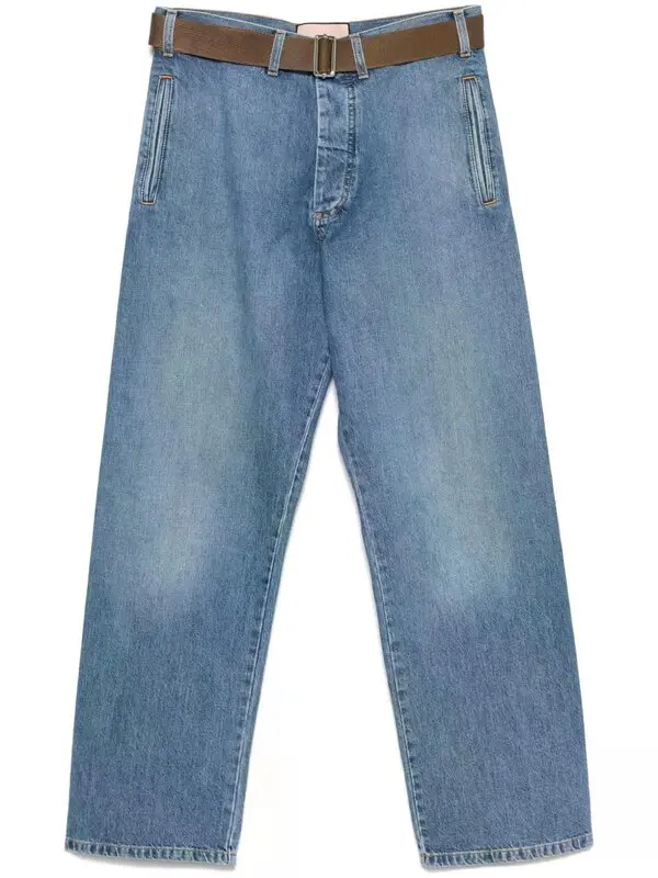 Plan C Straight-leg Belted Jeans