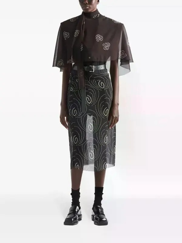 Prada Abstract-print Midi Pencil Skirt