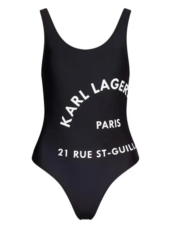 Karl Lagerfeld Logo-print Swimsuit - Black