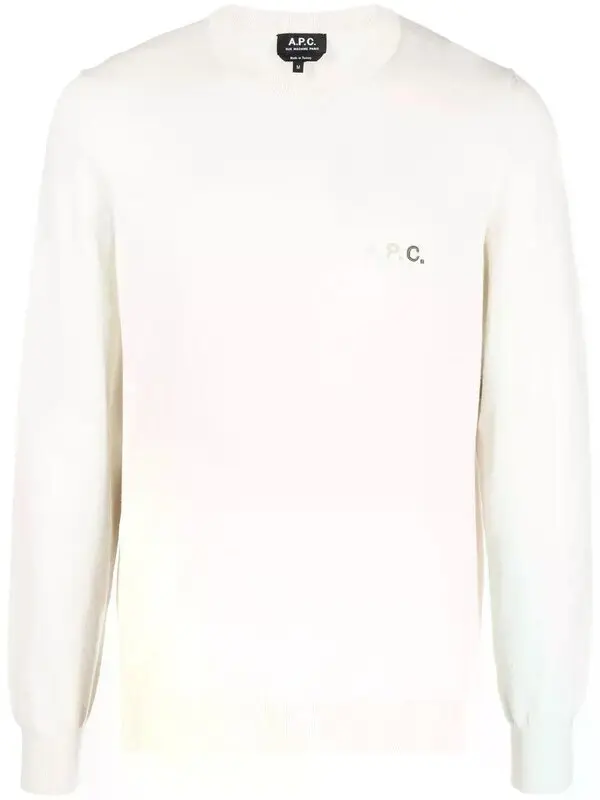 A.p.c. Logo-embroidered Sweater - Neutrals