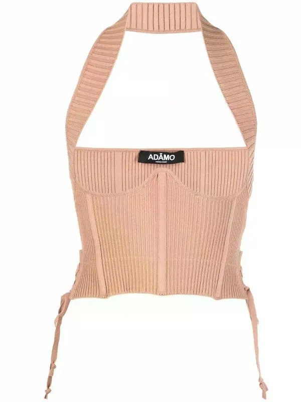 ANDREĀDAMO Ribbed-knit Corset Top - Neutrals
