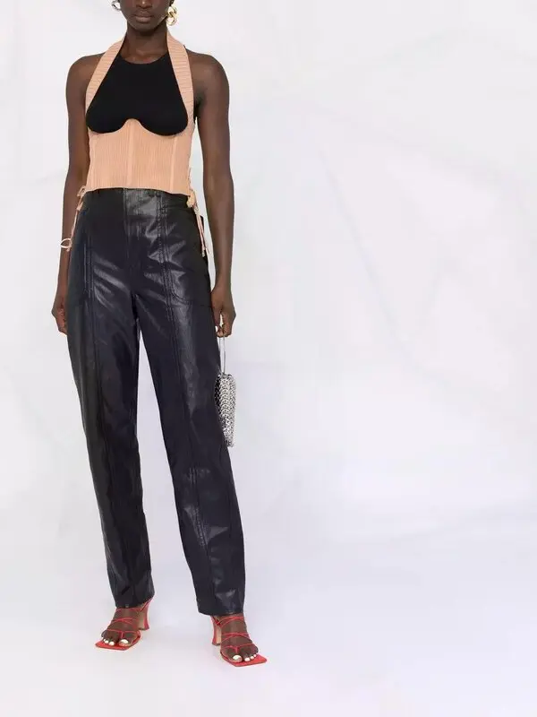 ANDREĀDAMO Ribbed-knit Corset Top - Neutrals