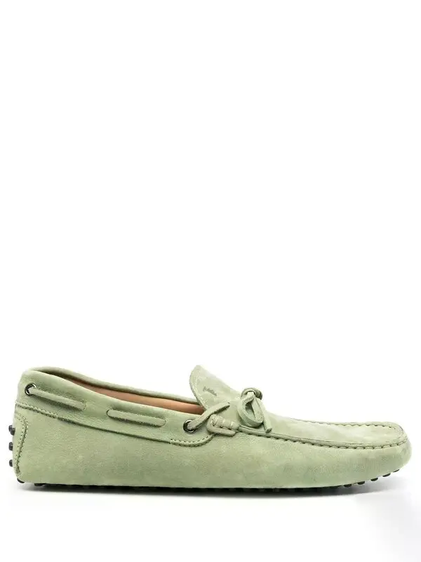 TOD'S Laccetto Gommino Suede Loafers - Green
