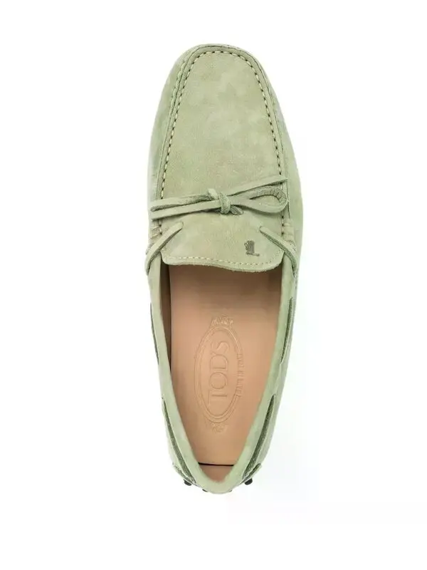 TOD'S Laccetto Gommino Suede Loafers - Green