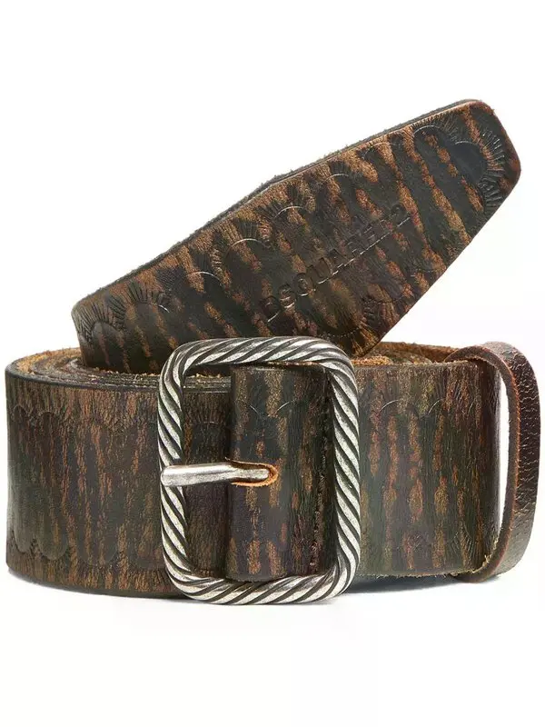 Dsquared2 Textured Leather Belt With Buckle Fastening - Brown