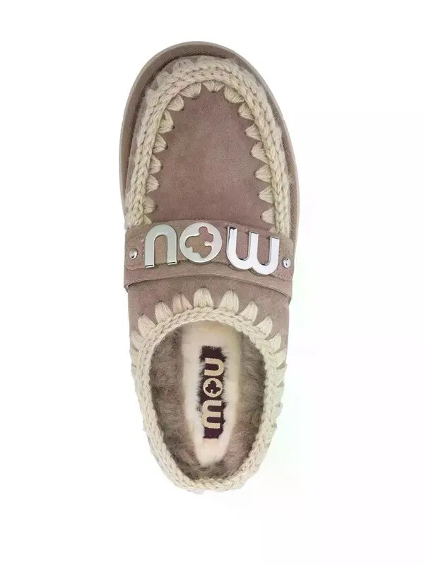 Mou Suede Decorative-stitch Mules - Neutrals