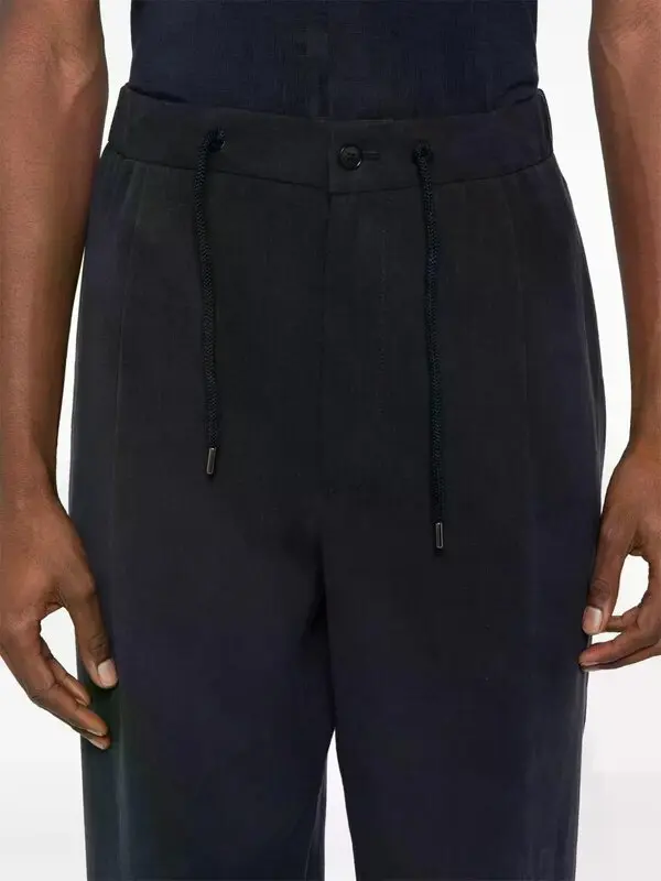 Giorgio Armani Pleat-detail Linen Trousers - Blue