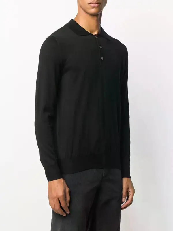 Canali Merino-wool Polo Shirt - Black