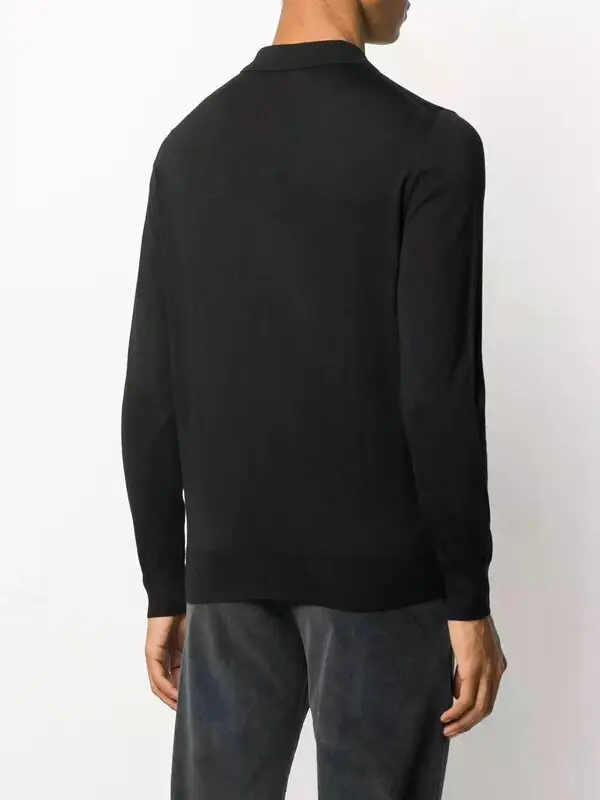 Canali Merino-wool Polo Shirt - Black