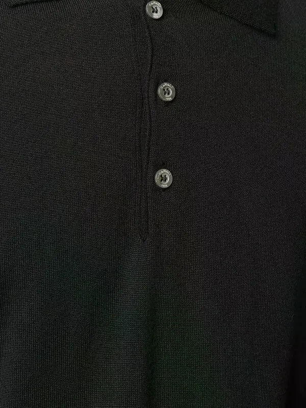 Canali Merino-wool Polo Shirt - Black