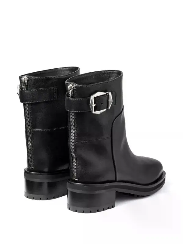 JIMMY CHOO Calf Leather Boots With Buckle Detail