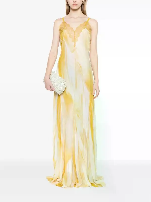 Elisabetta Franchi Lace Trim Maxi Dress