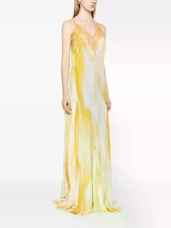 Elisabetta Franchi Lace Trim Maxi Dress