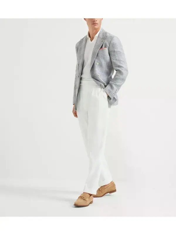 Brunello Cucinelli Prince Of Wales Blazer - Grey