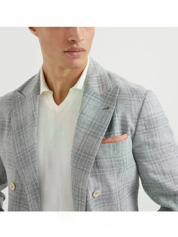 Brunello Cucinelli Prince Of Wales Blazer - Grey