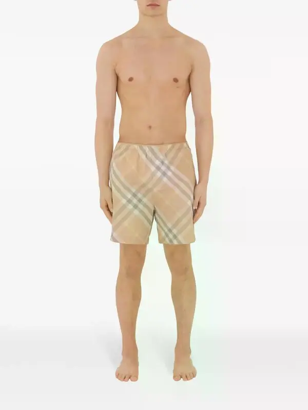 Burberry Checked Swim Shorts - Neutrals