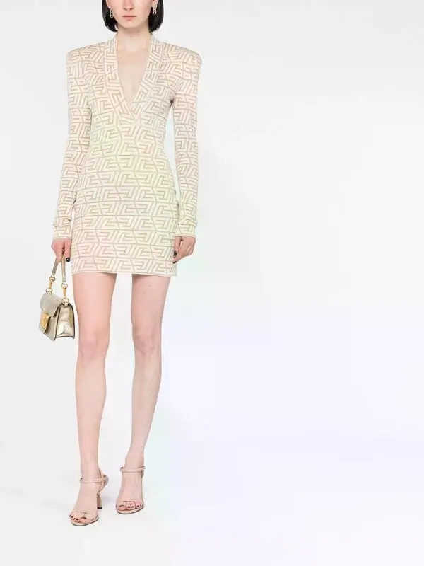 Balmain Monogram-jacquard Mini Dress