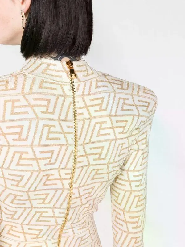 Balmain Monogram-jacquard Mini Dress