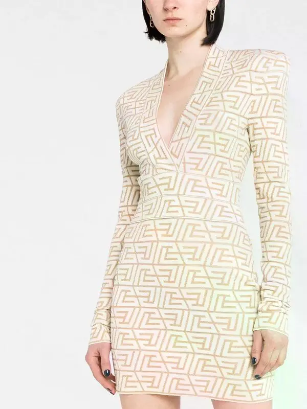 Balmain Monogram-jacquard Mini Dress