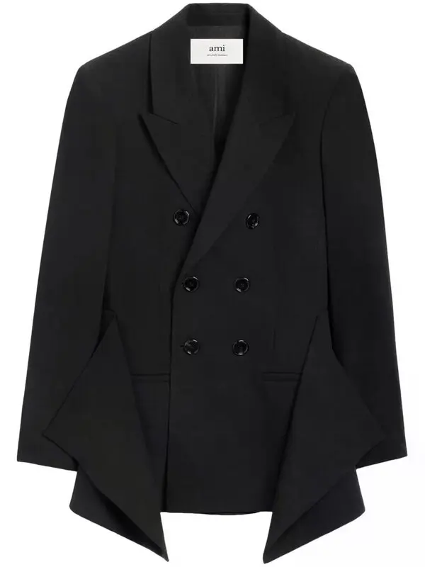 AMI Paris Draped Virgin Wool Double-breasted Blazer