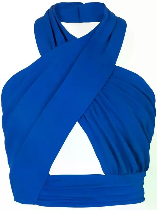 Balmain Halterneck Crossover-straps Top - Blue