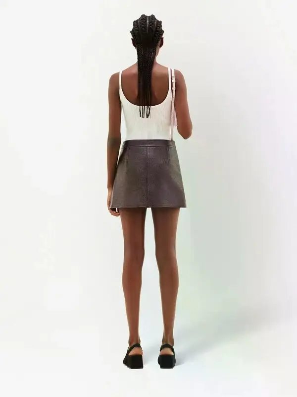 COURREGES Logo-patch Vinyl Skirt - Brown