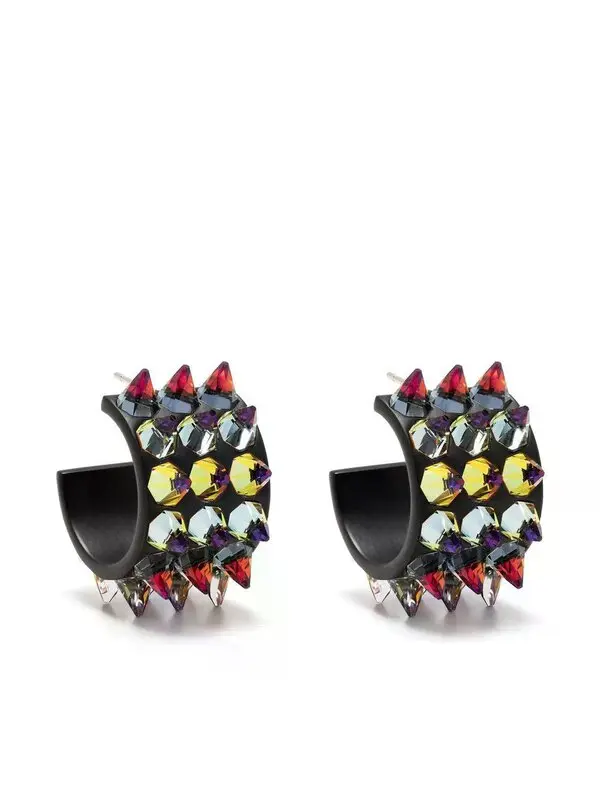 Amina Muaddi Small Karma Hoop Earrings - Grey