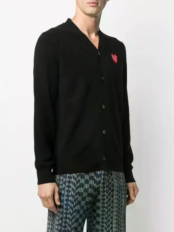 Play Comme Des Garcon Heart Logo Button-down Cardigan