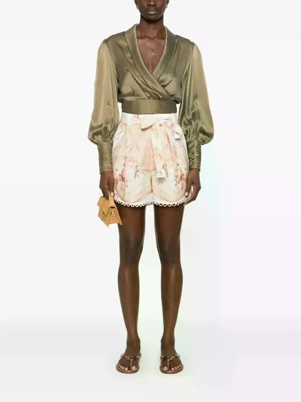 TWINSET Printed Linen Shorts