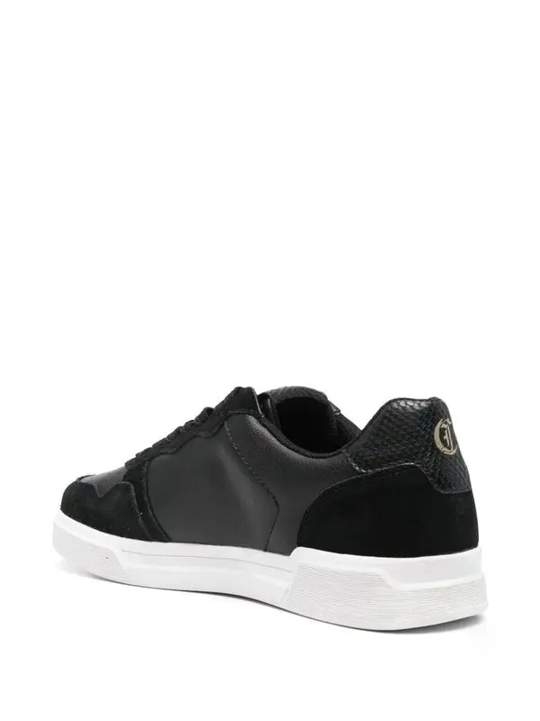Just Cavalli Calf Leather And Suede Panelled Sneakers - Black