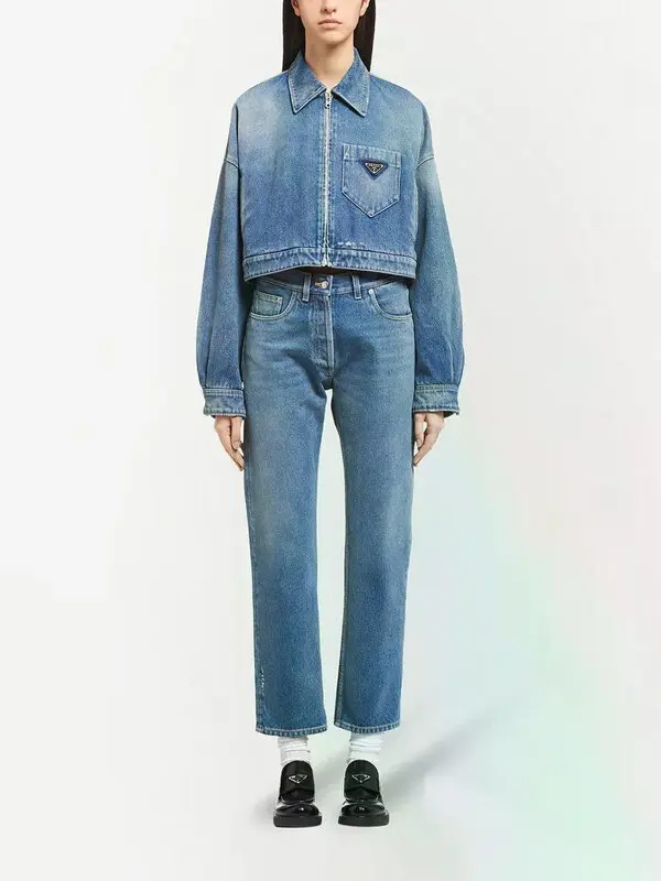 Prada Cropped Organic Denim Jacket
