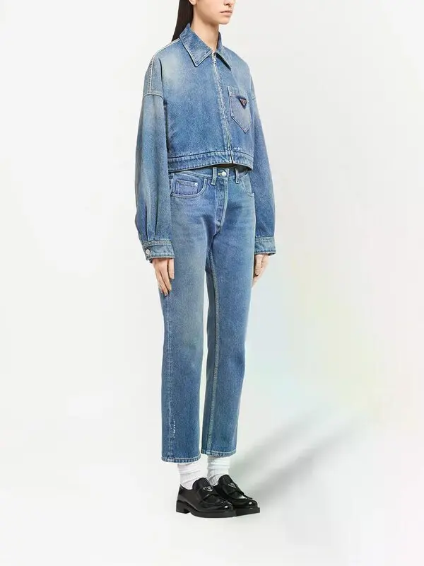 Prada Cropped Organic Denim Jacket