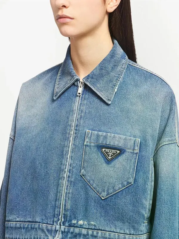 Prada Cropped Organic Denim Jacket