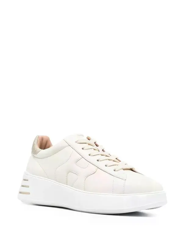 Hogan Rebal Leather Sneakers With Glitter Detailing - Neutrals